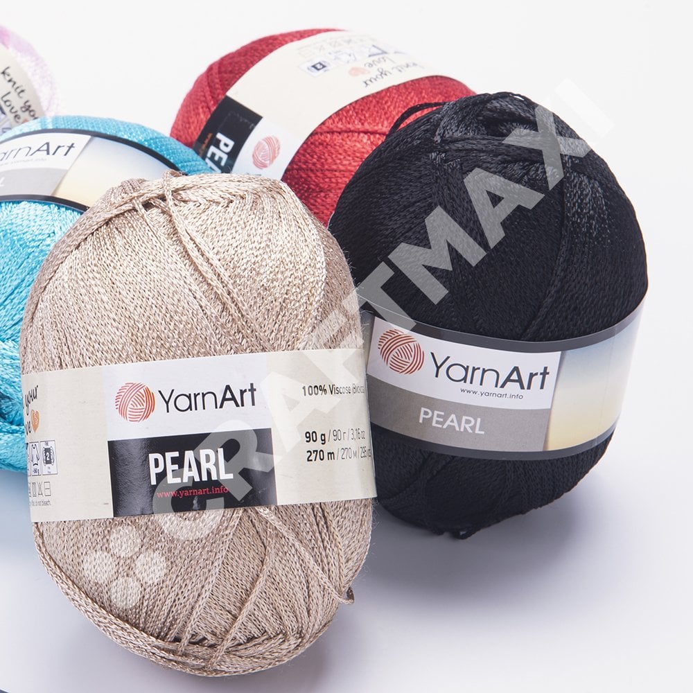 YARNART PEARL - PARLAK EL ÖRGÜ İPİ SİYAH - 107 YARNART YAZLIK İPLER